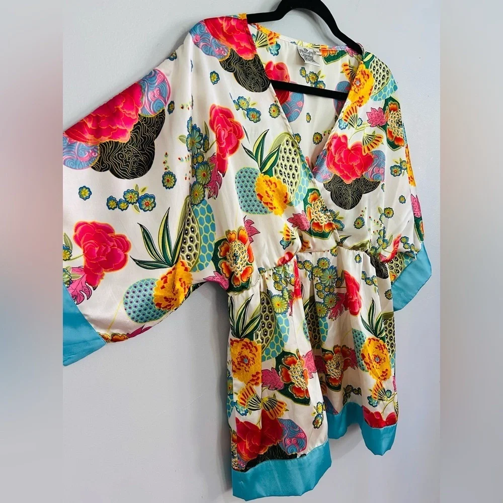 Parsley & Sage | Tops | Parsley Sage Floral Satin Kimono Wrap Top Boho ...